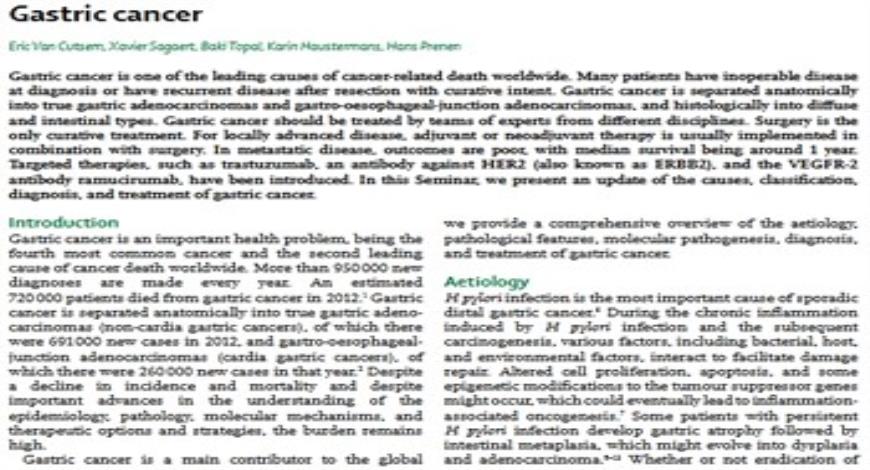 Download Medical Notes on Gastric Cancer