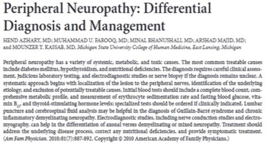 Download Medical Notes on PERIPHERAL NEUROPATHY
