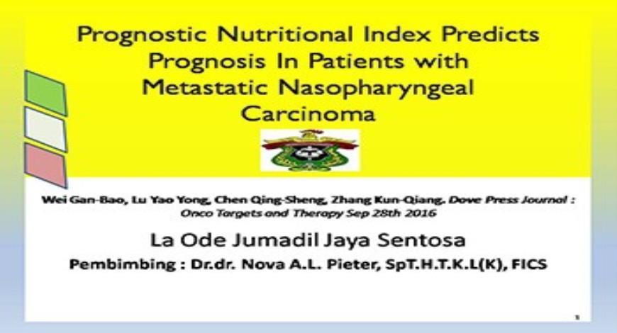 Prognostic nutritional index (PNI) Medical Presentation