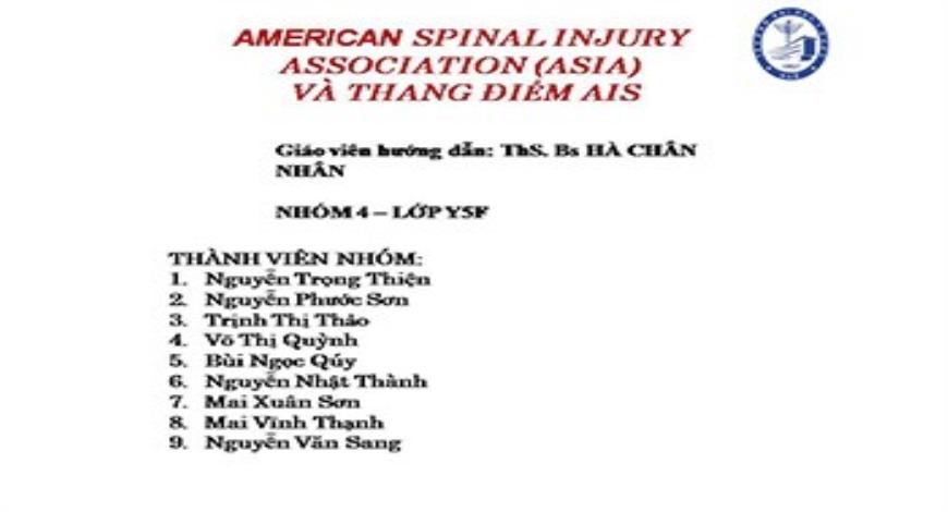 ASIA scale Medical Presentation